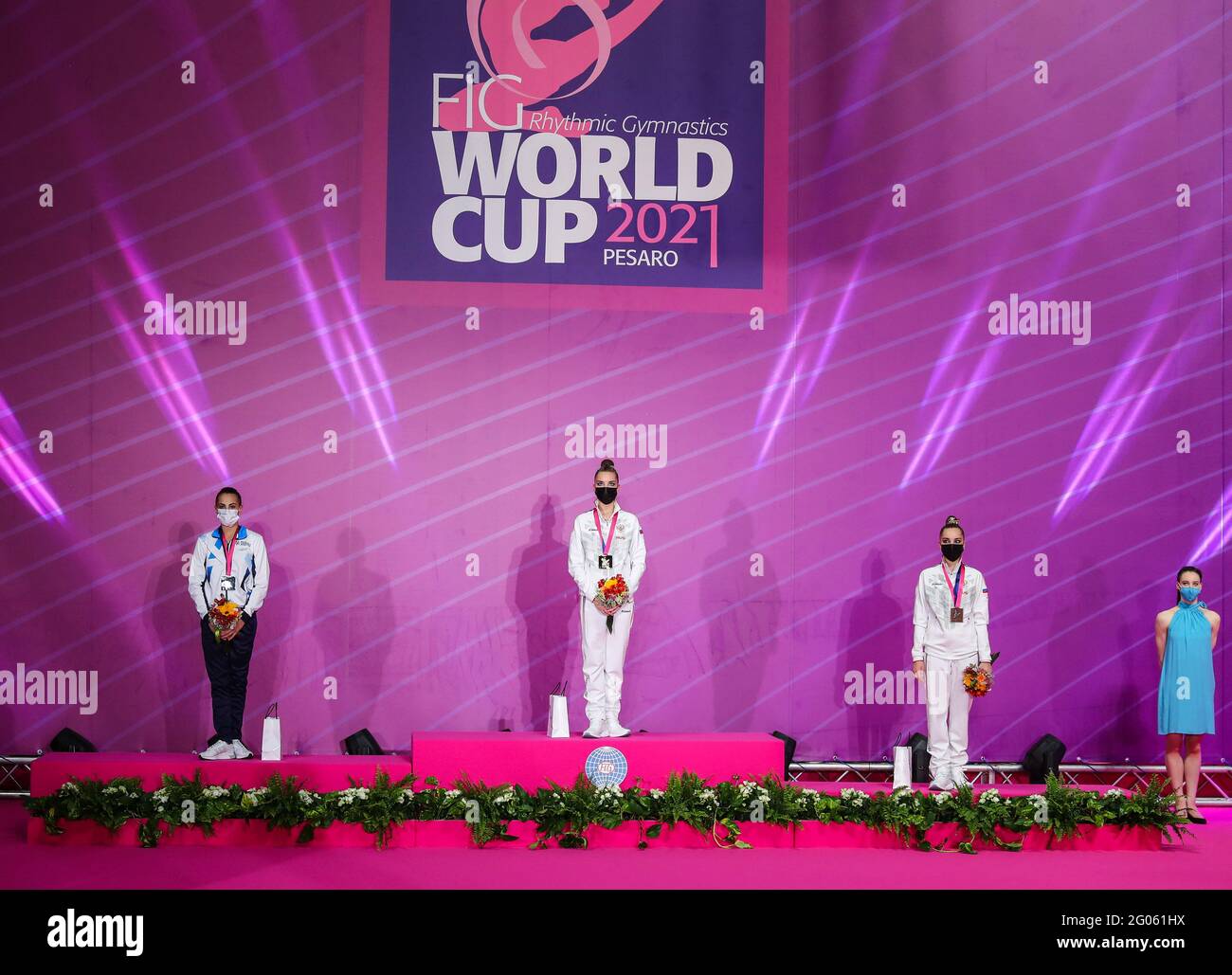 Award ceremony hoop Averina Dina (RUS) wins gold medal, Ashram Linoy ...