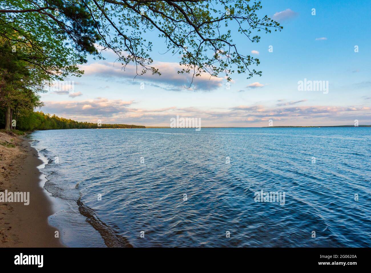 Beautiful lakeshore of Higgins Lake State Park in northern Michigan ...