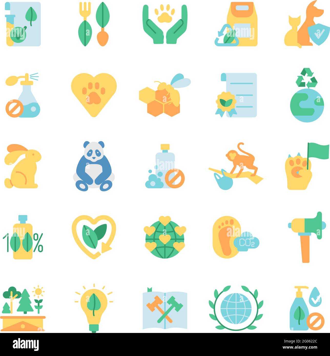Ecology and wildlife protection vector flat color icon set Stock Vector ...