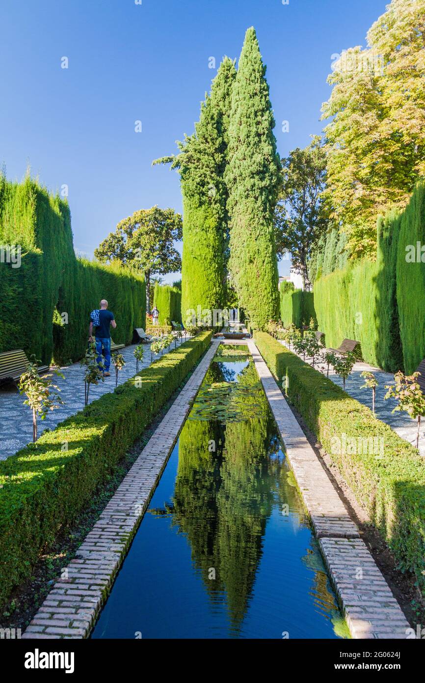 GRANADA, SPAIN - NOVEMBER 2, 2017: Jardines del Generalife gardens at ...