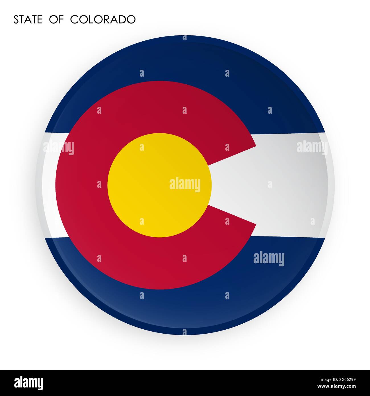 flag of american state of Colorado icon in modern neomorphism style ...