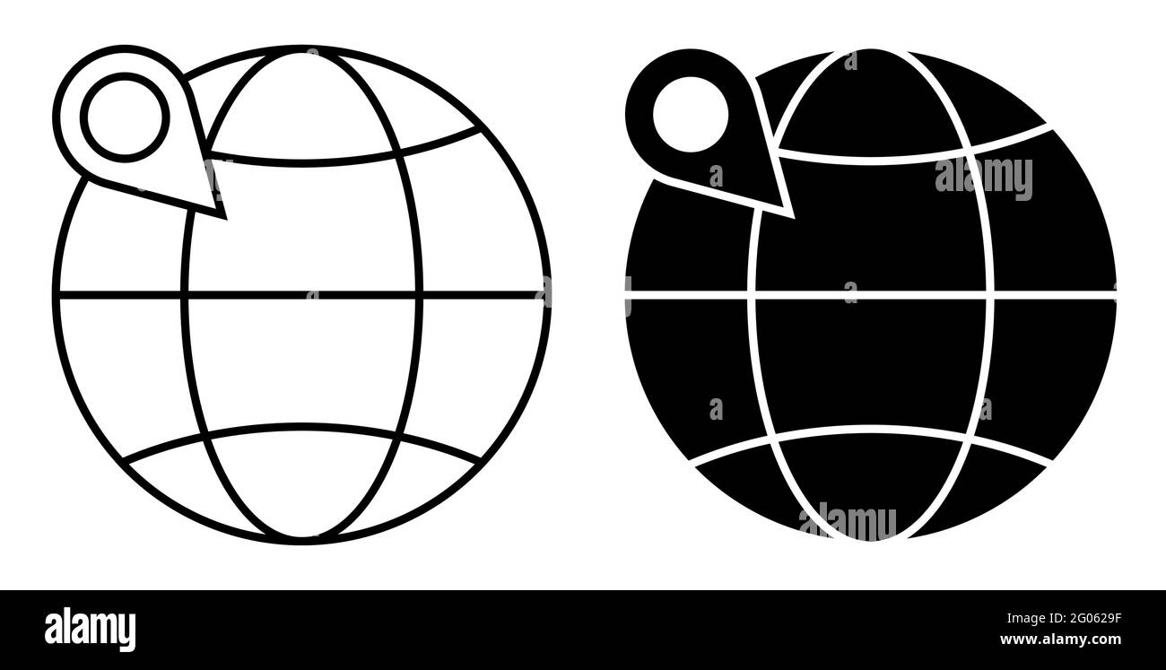 globe with checkpoint mark. Navigation on map using GPS system. Simple ...