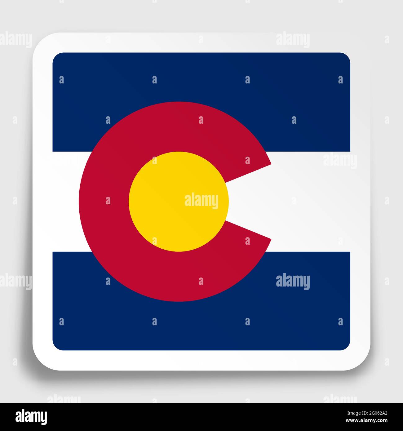 flag of american state of Colorado icon on paper square sticker with ...