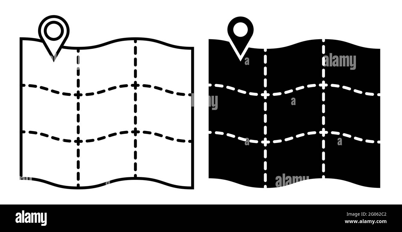 map with checkpoint mark. Navigation on paper map using GPS system ...