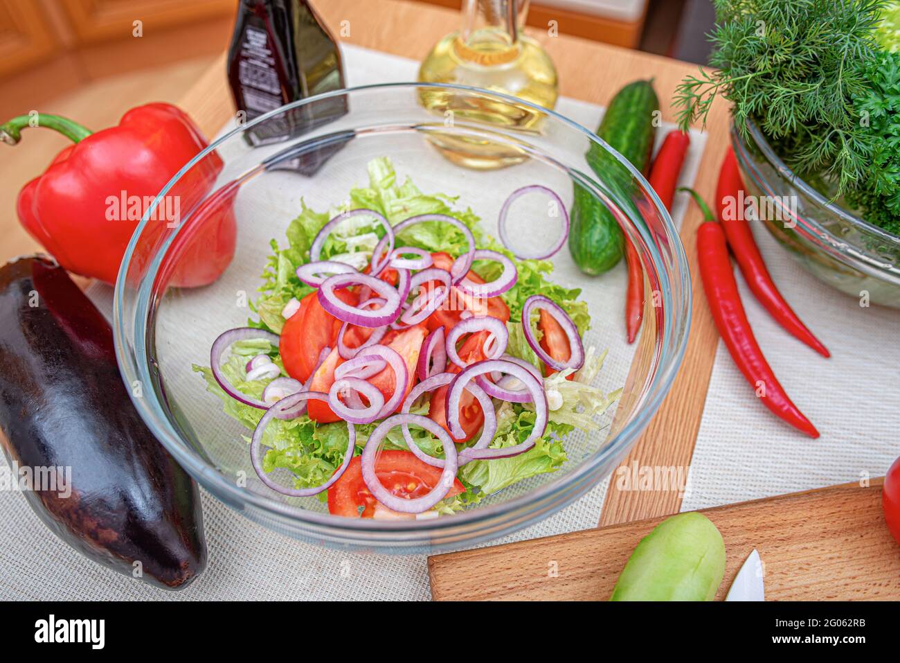 Healthy food products on the table in the kitchen Stock Photo - Alamy