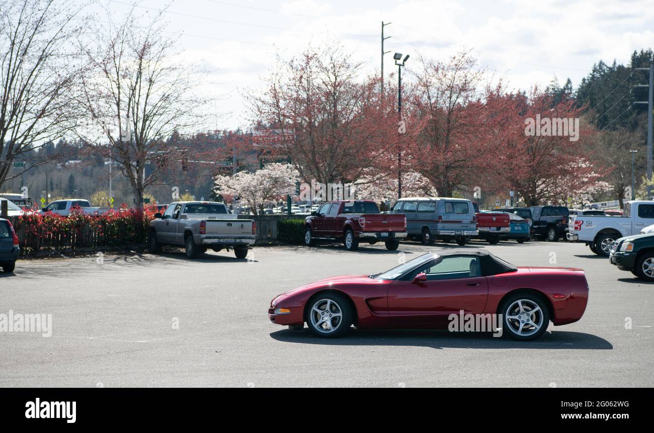 Olympia, Washington USA - April 06, 2021: red Chevrolet Chevy Corvette ...