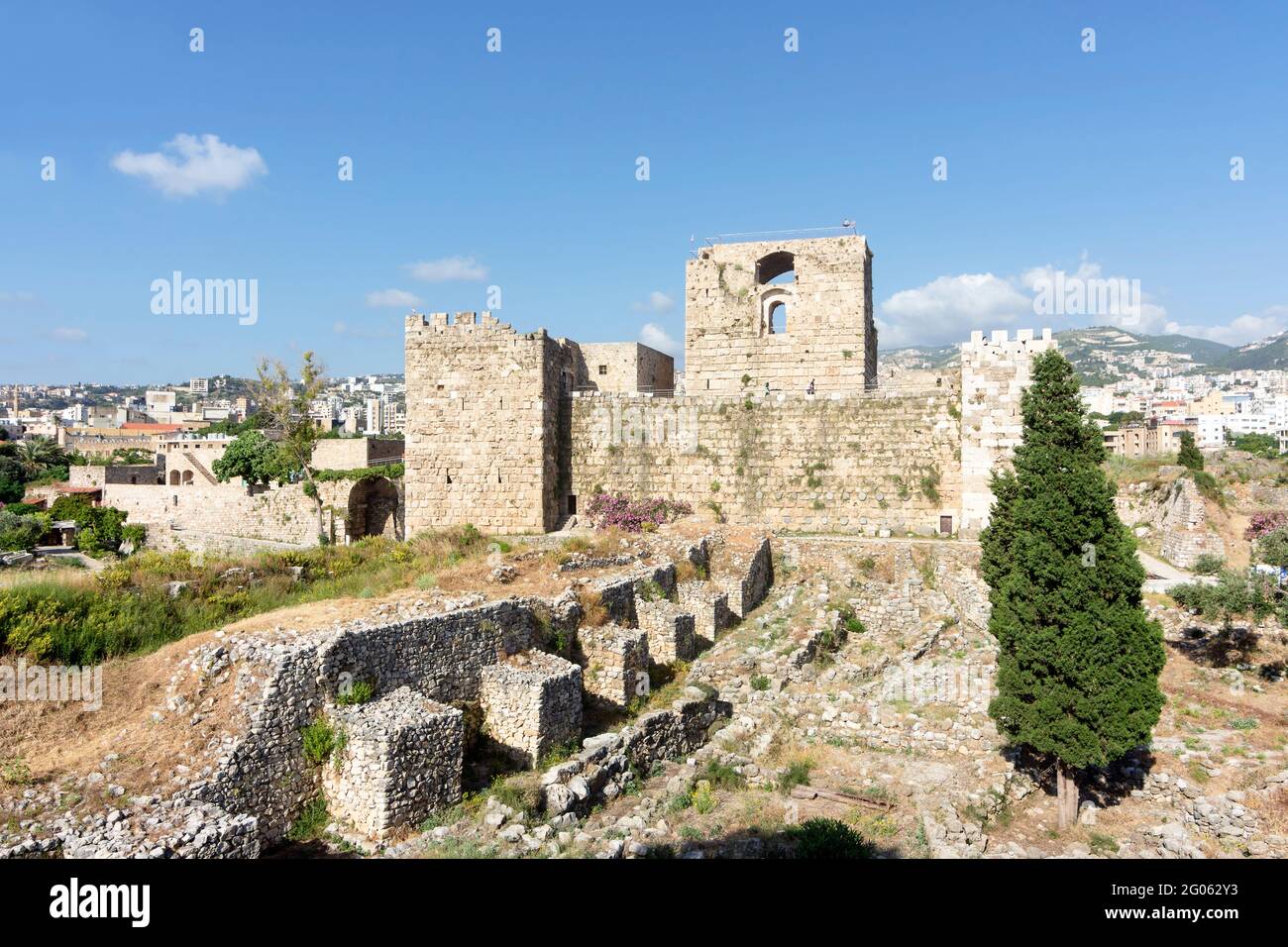 Byblos citadel and old buttressed city walls, Crusader castle, Jbeil ...