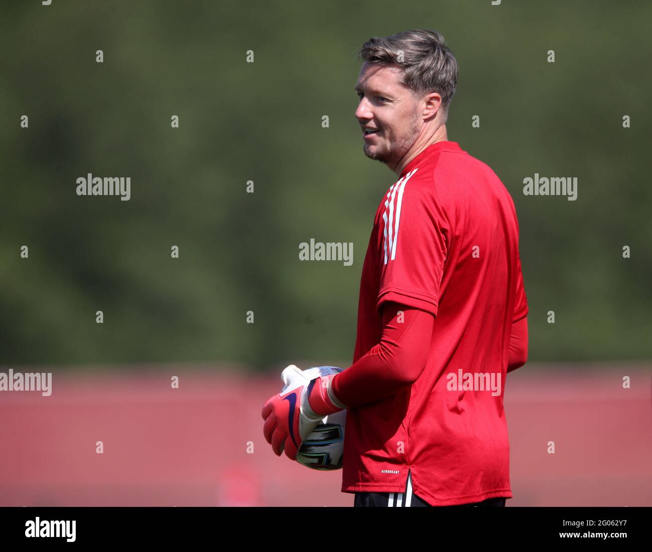 Wales goalkeeper Wayne Hennessey during the training session at the ...