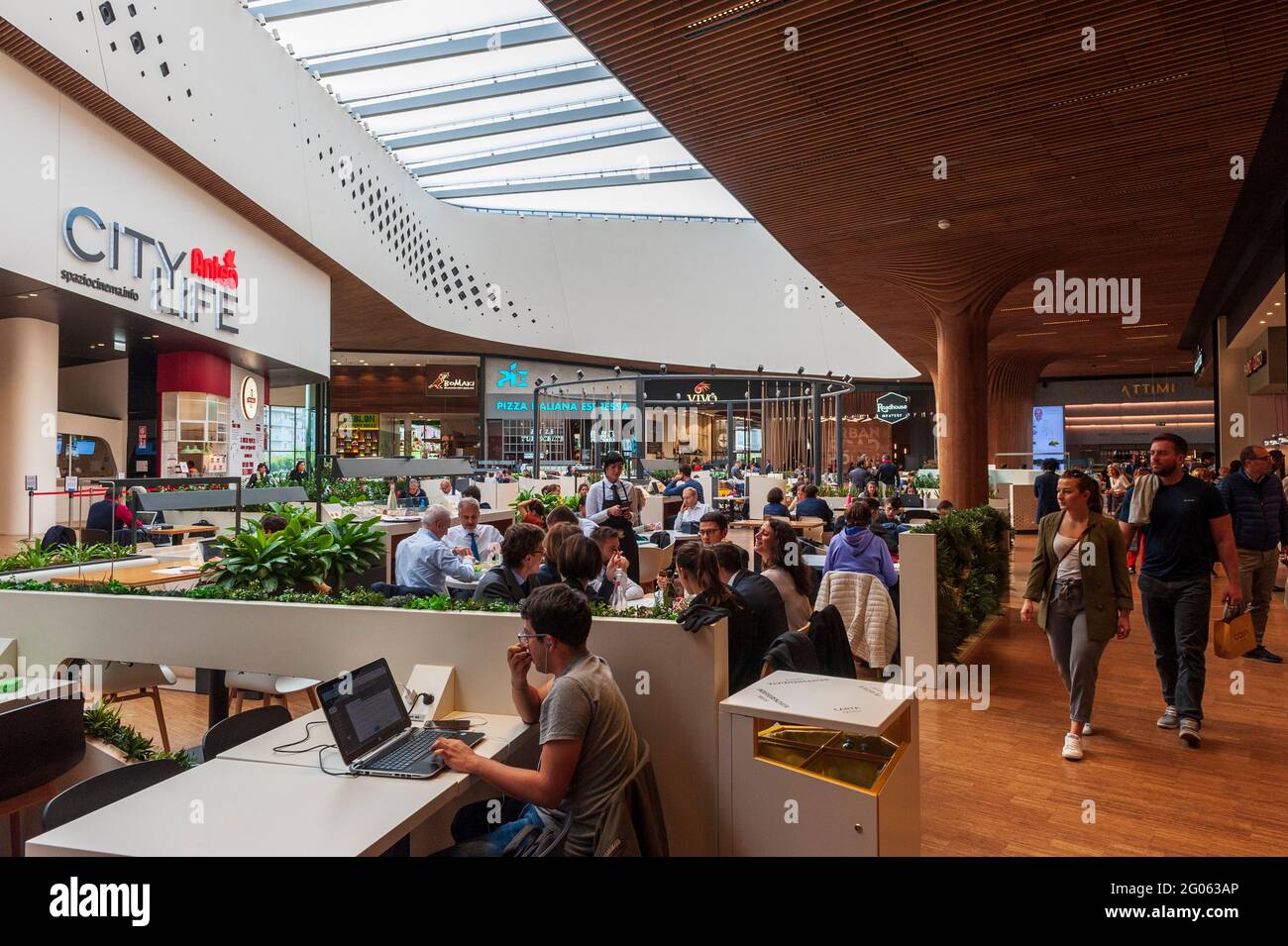 Inside of City Life shopping Center, City Life district, Milan ...