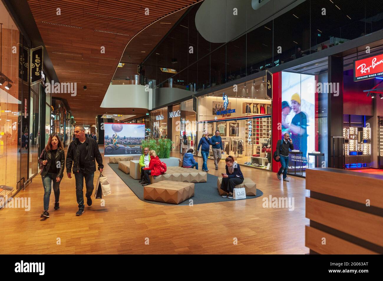 Inside of City Life shopping Center, City Life district, Milan ...