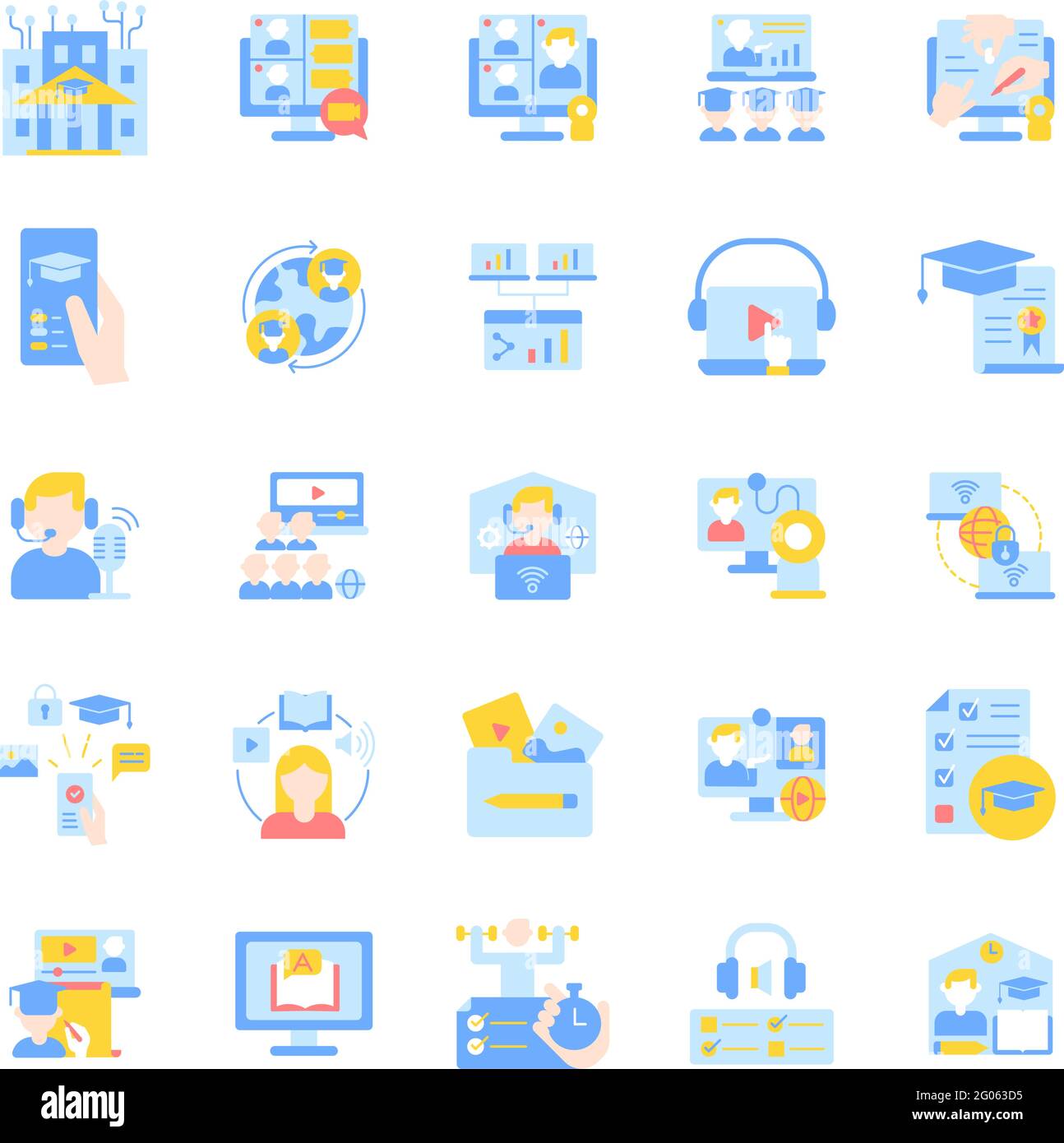 Online tutoring vector flat color icon set Stock Vector Image & Art - Alamy
