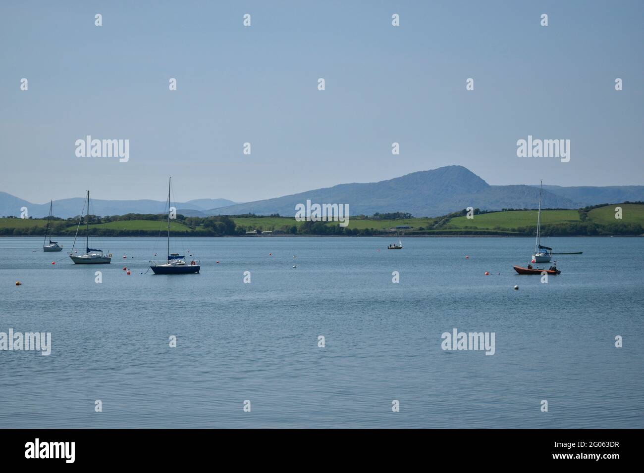 Boats in the Bantry Bay overlooking the Whiddy Island, Bantry, Co Cork ...