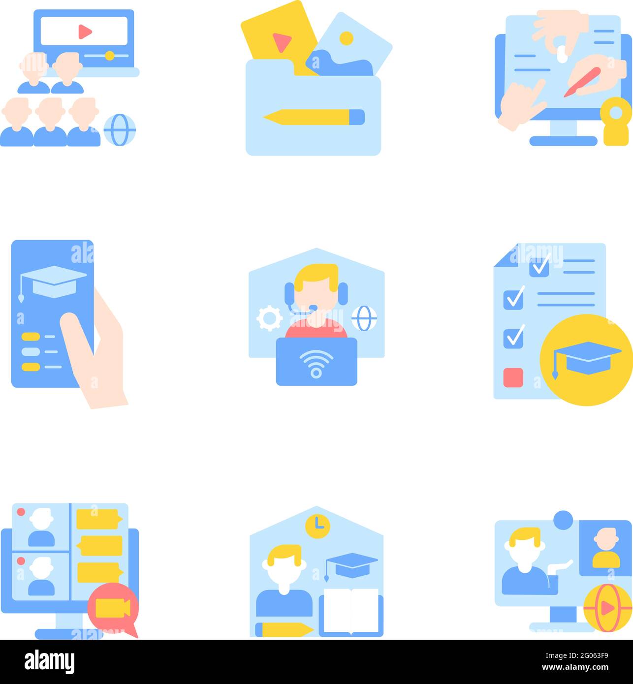 Remote classes vector flat color icon set Stock Vector Image & Art - Alamy