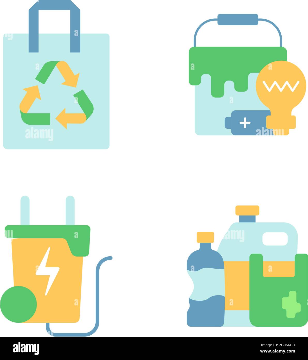 Garbage disposal vector flat color icon set Stock Vector Image & Art ...