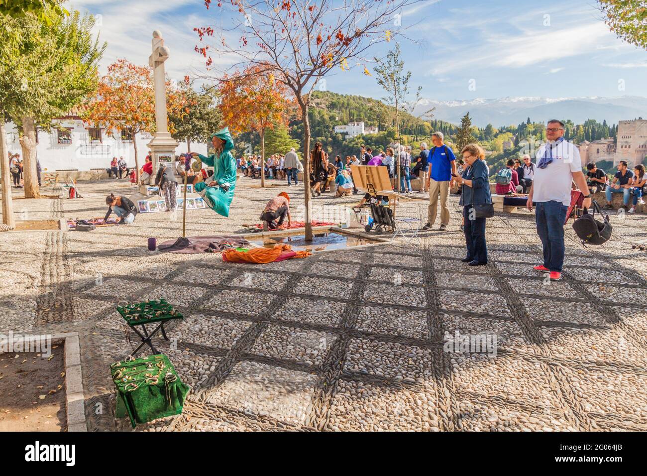 GRANADA, SPAIN - NOVEMBER 3, 2017: People at Mirador San Nicolas ...