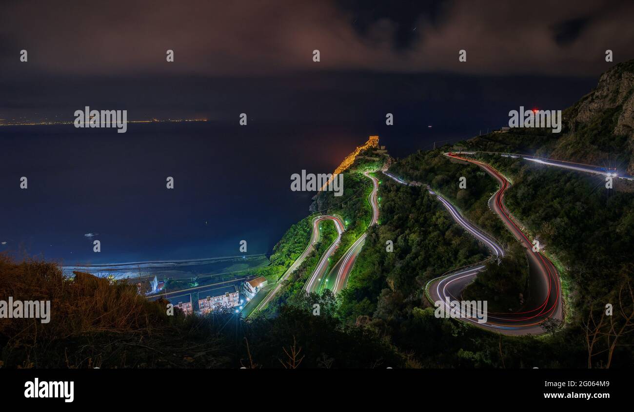 Night shot from Forza D'Agrò Messina, Sicily, Messina, Europe, Italy ...