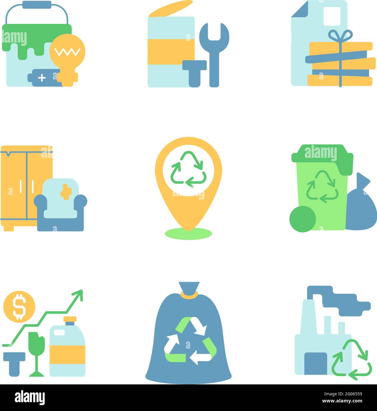 Recycling service vector flat color icon set Stock Vector Image & Art ...