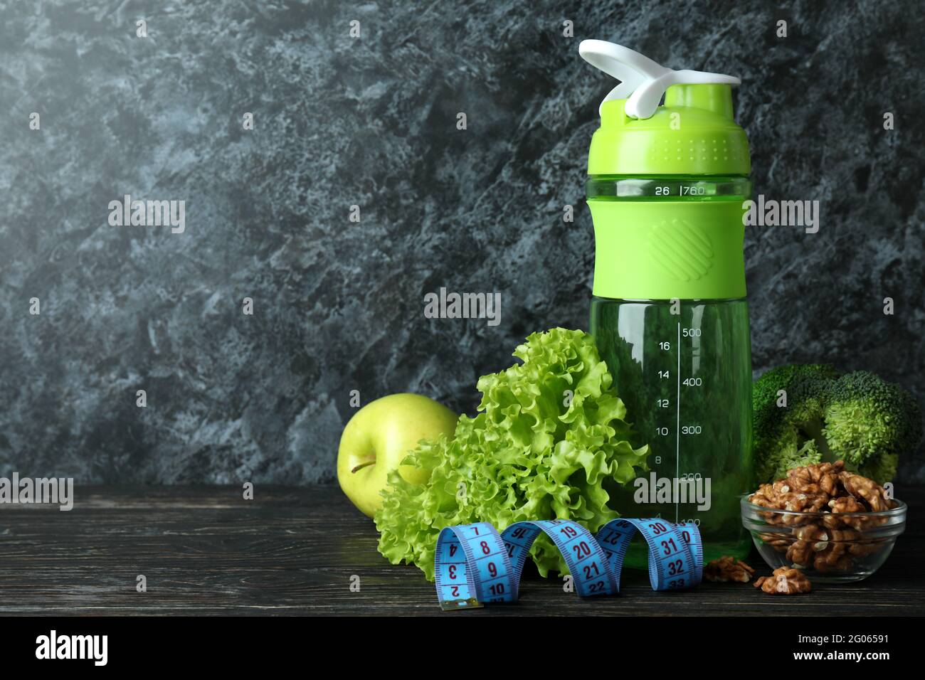 Concept of healthy nutrition against black smokey background Stock ...