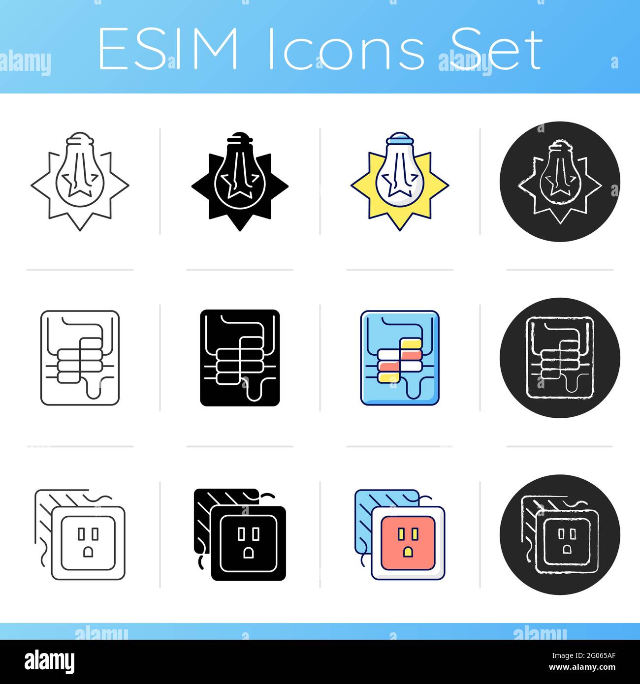 Electrician service icons set Stock Vector Image & Art - Alamy
