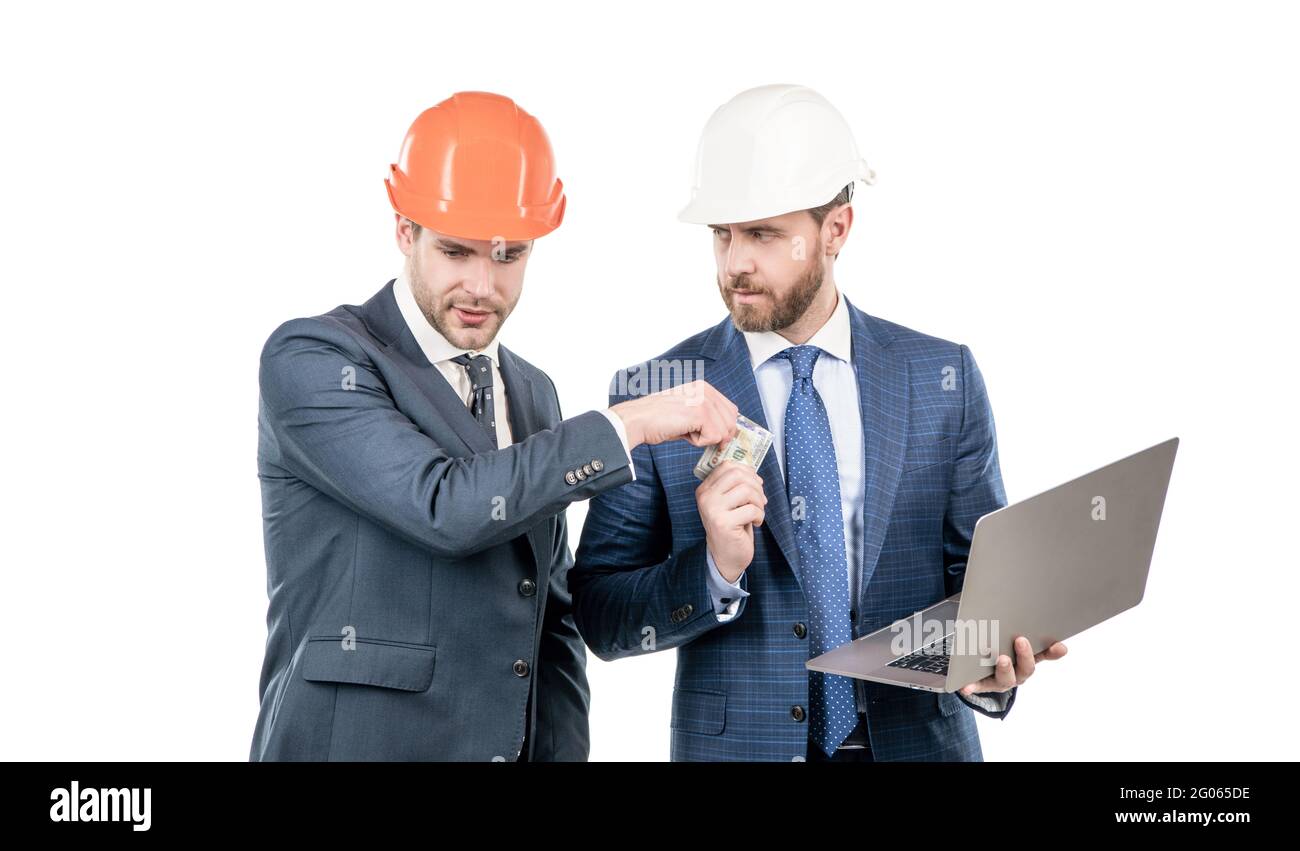financial support. investment in architectural project. men businessmen ...