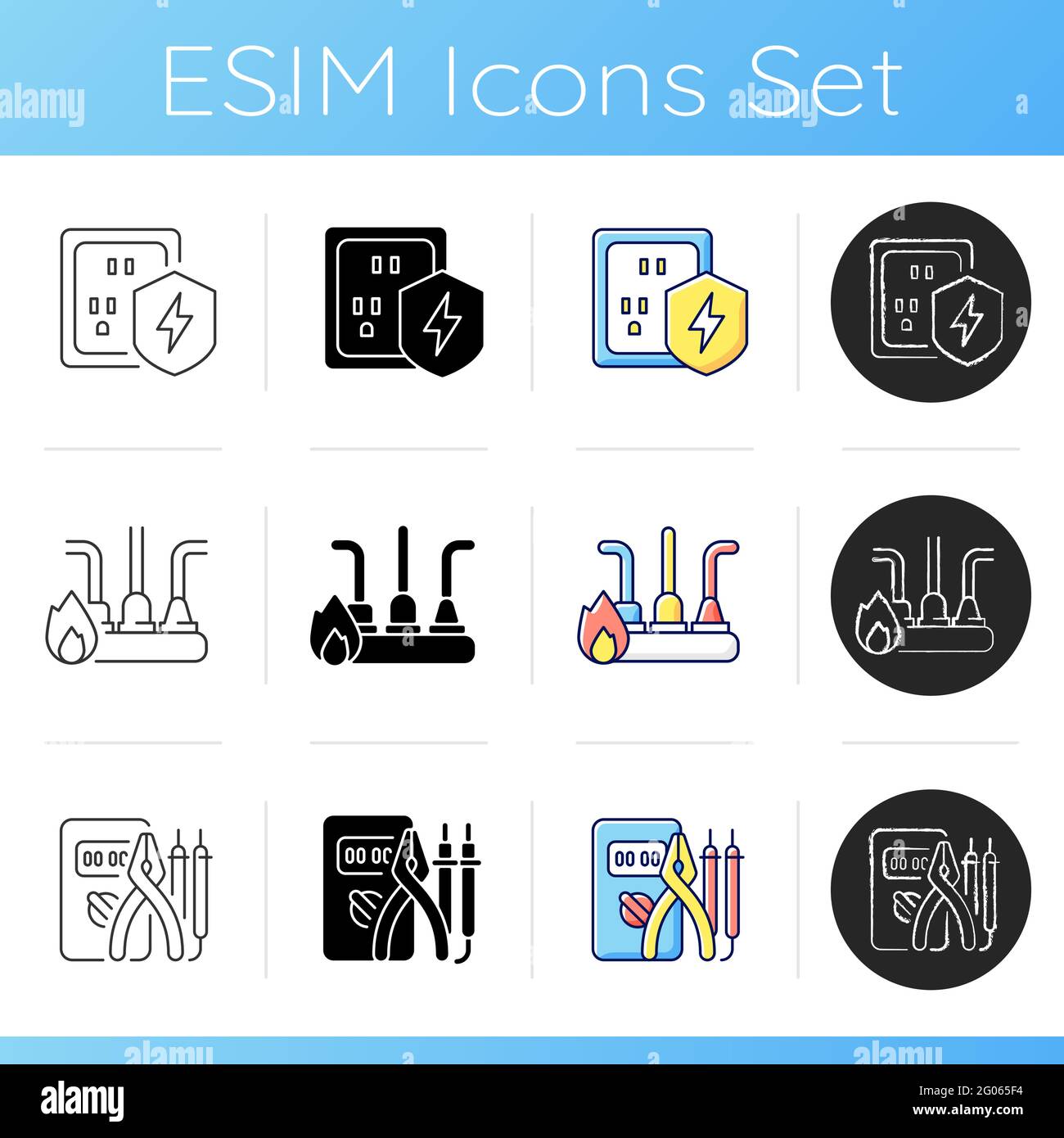 Electrician service icons set Stock Vector Image & Art - Alamy