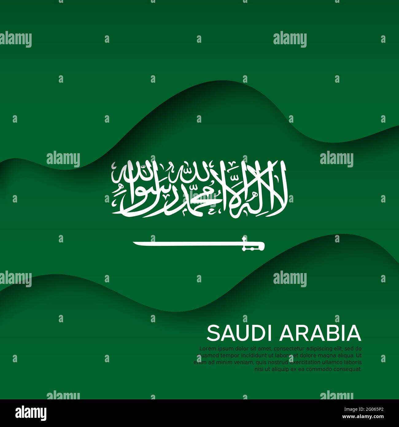 Abstract waving saudi arabia flag. Paper cut style. Creative background ...
