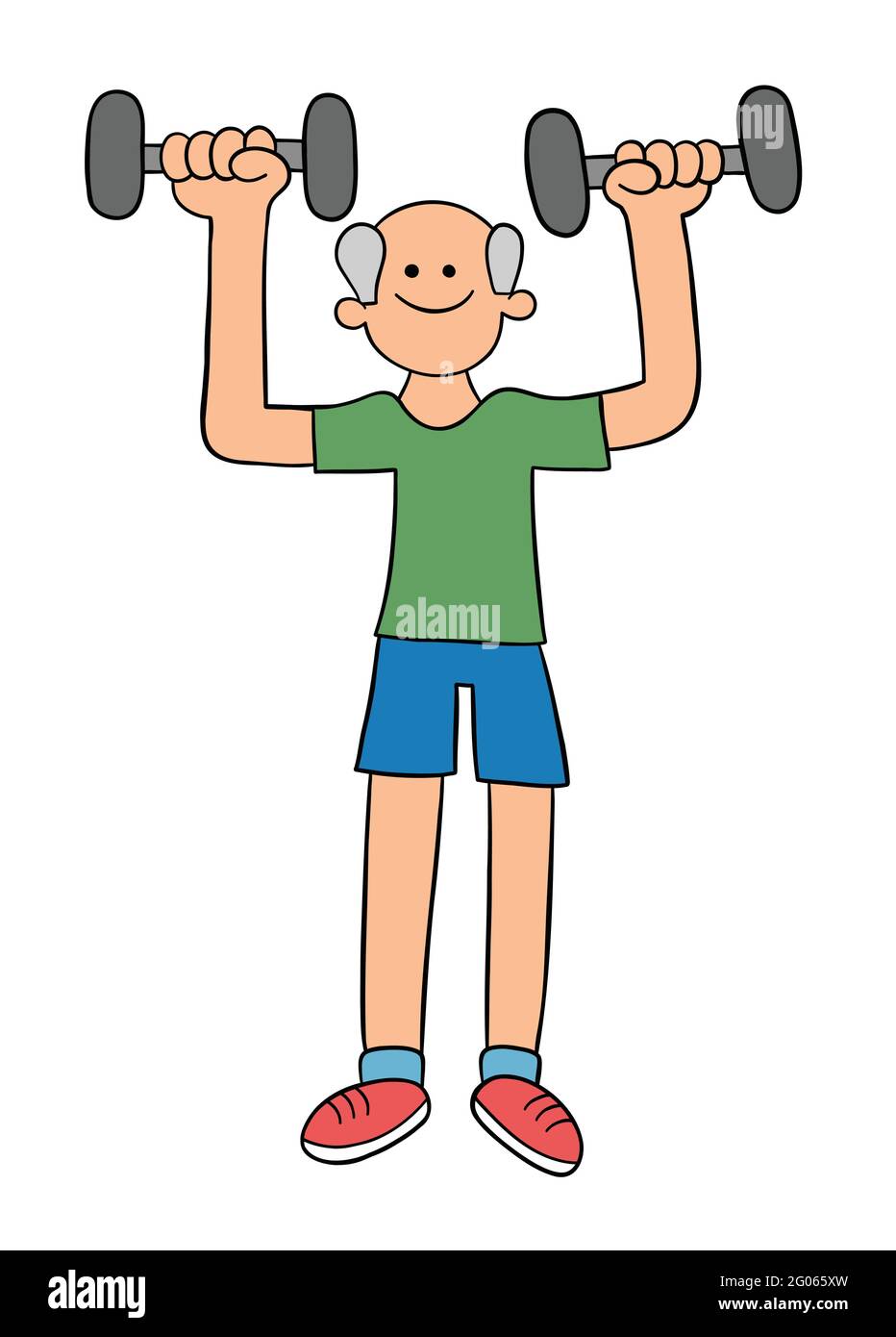 Cartoon People Lifting Weights