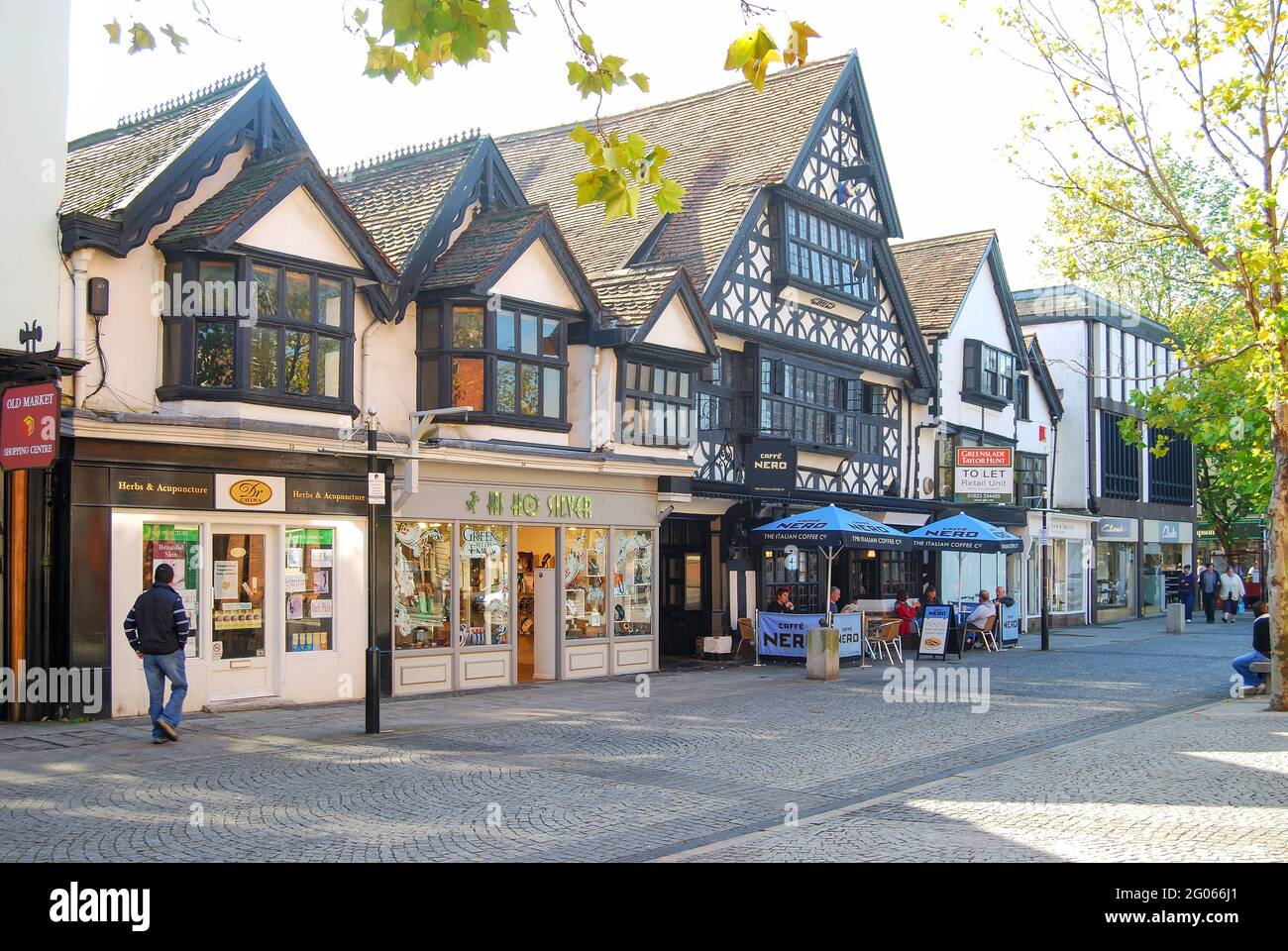 Tudor timber-framed buildings, Fore Street, Taunton, Somerset, England ...