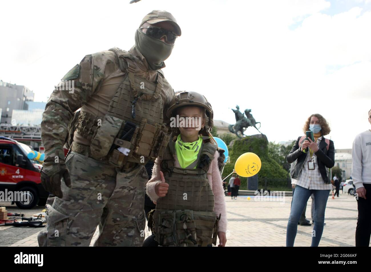KYIV, UKRAINE - JUNE 1, 2021 - A serviceman of the DOZOR unit of the ...