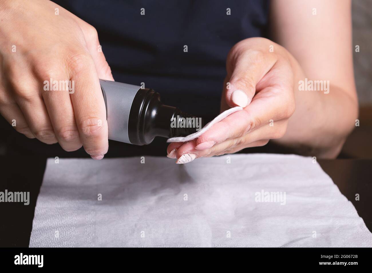 Shellac, nail polish self removal at home Stock Photo - Alamy