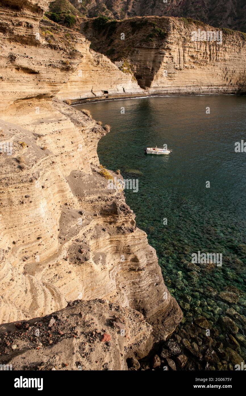 Pollara beach, tuff cliff, Salina island, Aeolian Islands, Sicily ...