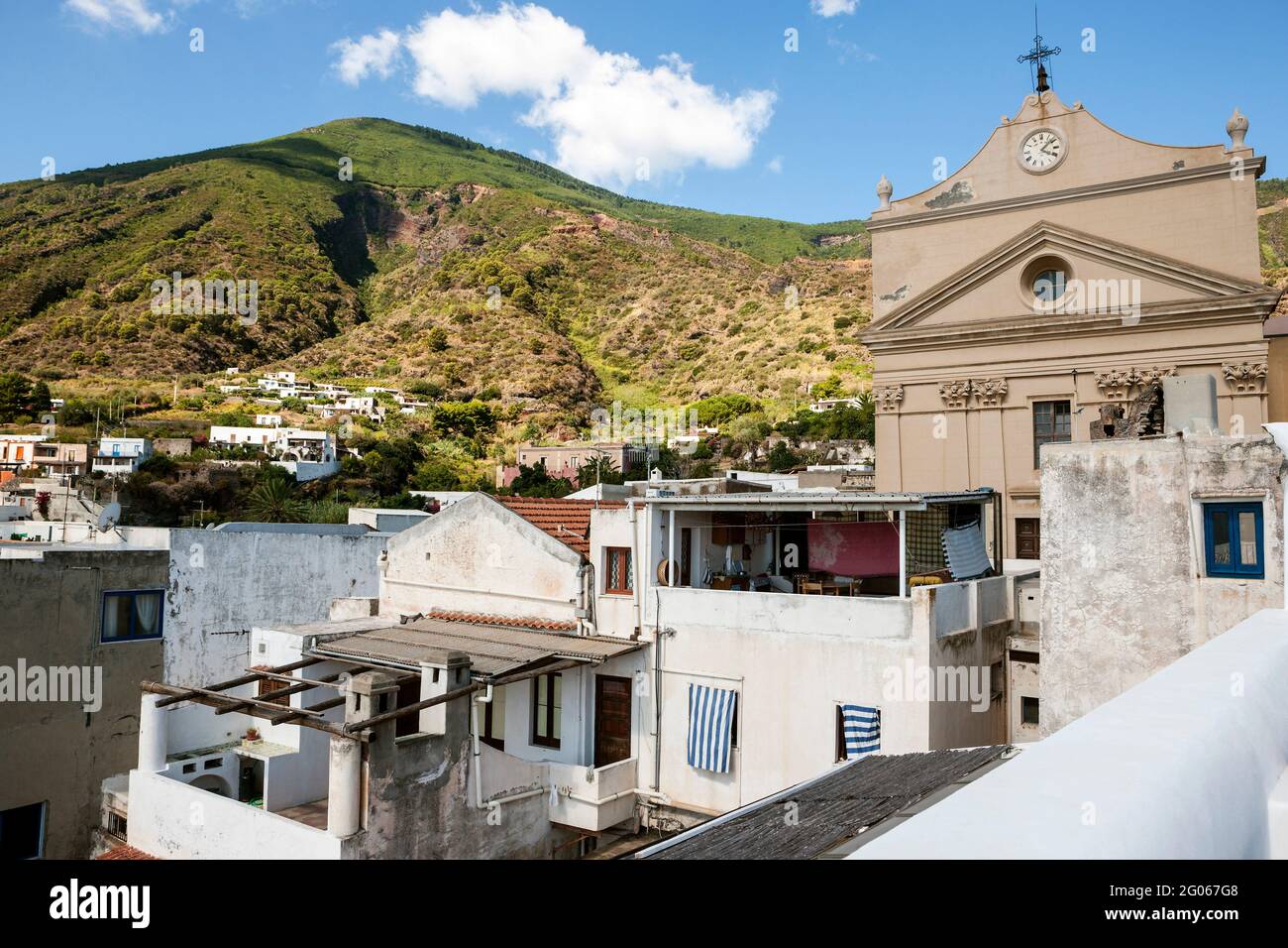 church, Santa Marina, Salina island, Aeolian Islands, Sicily, Italy ...