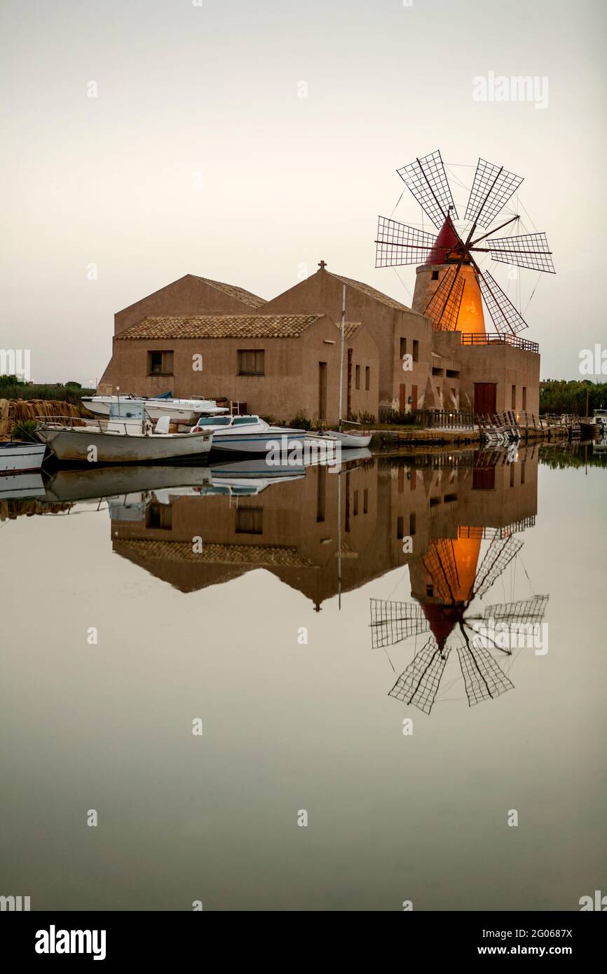 Saltworks, Saline of Trapani, sunset, salt museum, salt, windmill ...