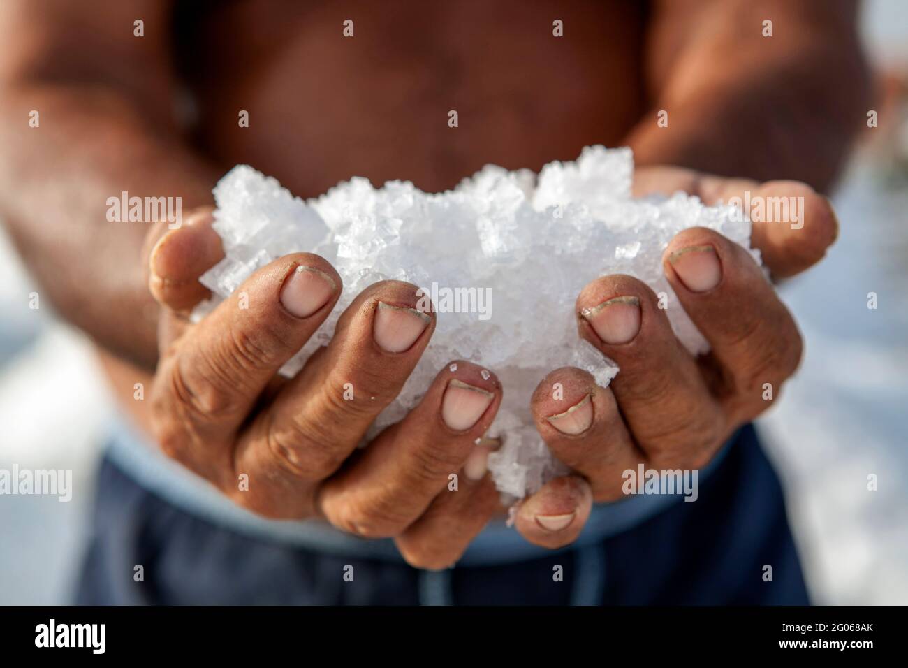 Saltworks, men at work, Saline of Trapani, salt, piles of salt, nature ...