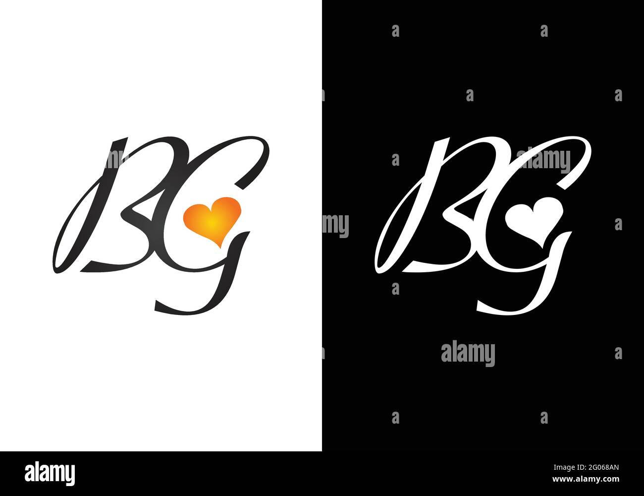 Initial Monogram Letter B G Logo Design Vector Template. B G Letter ...