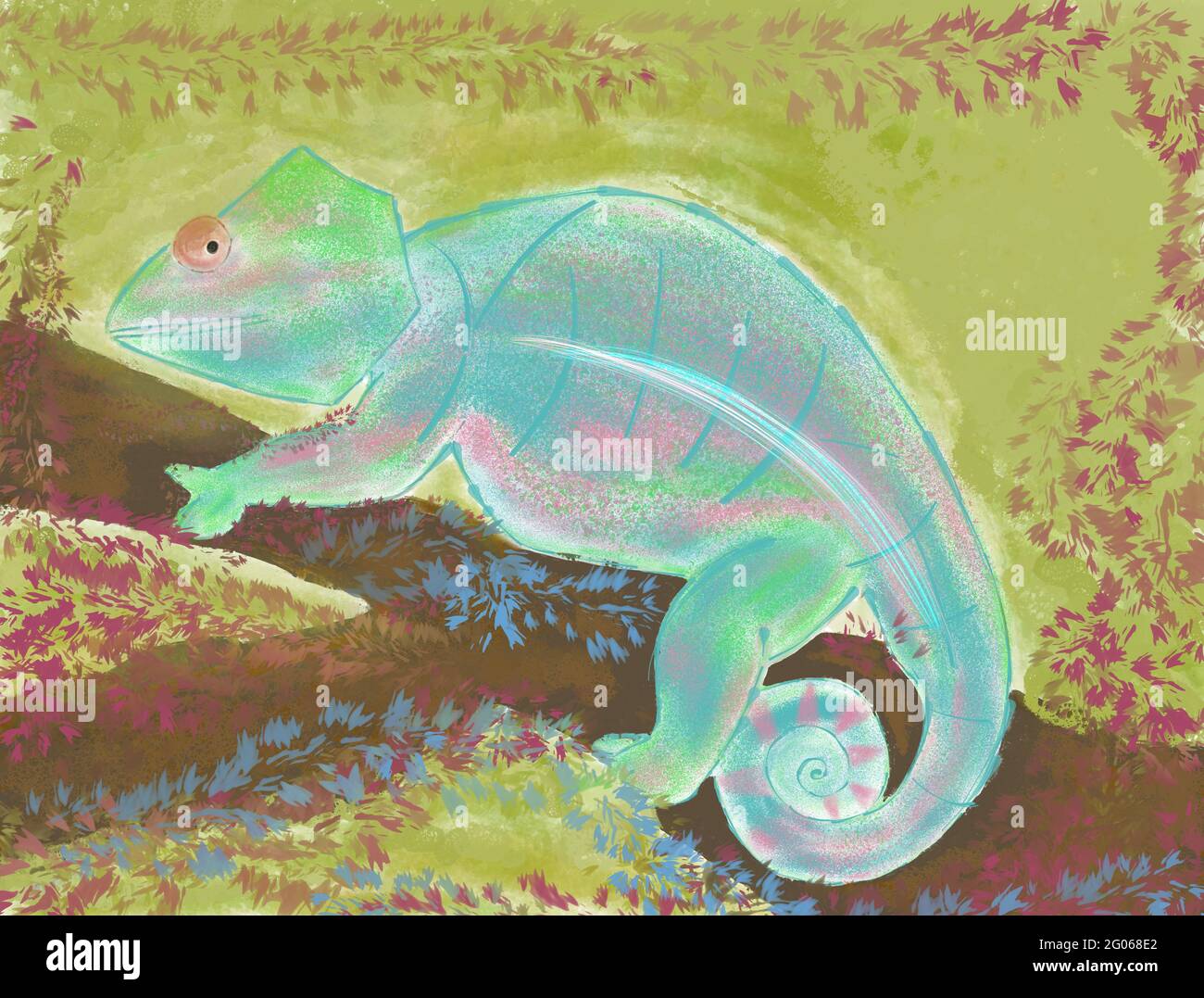 Digital drawing of a chameleon Stock Photo - Alamy