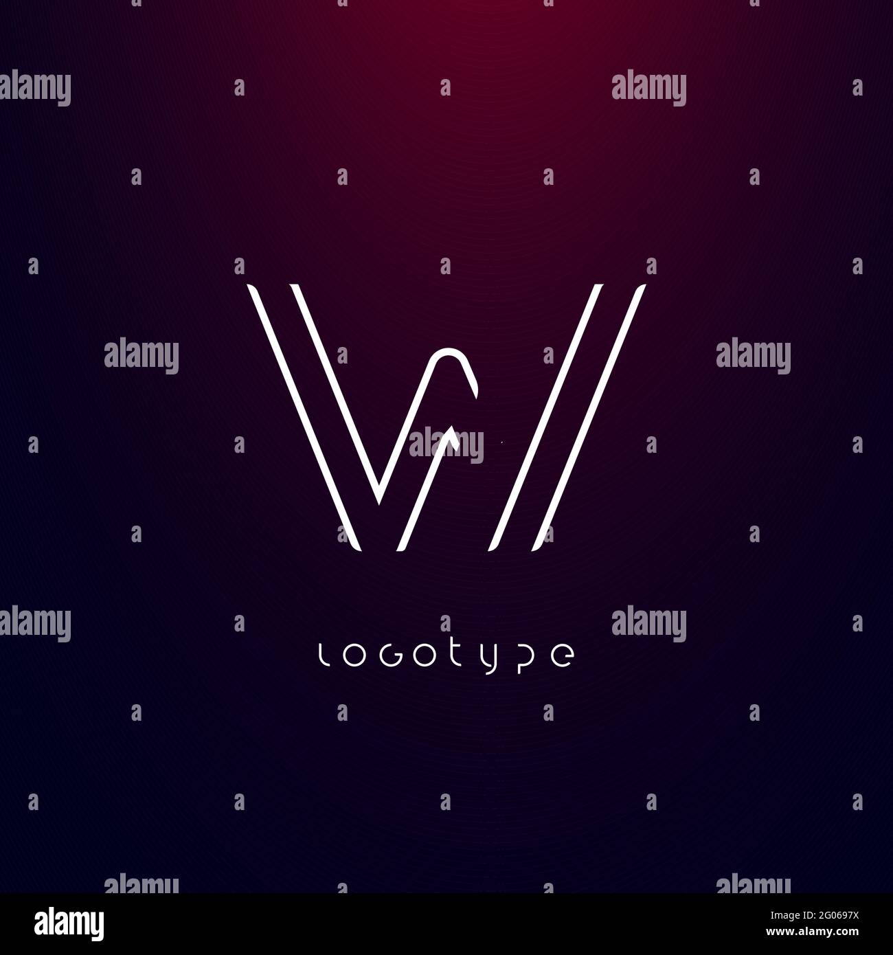 Futurism style letter W. Minimalist type for modern futuristic logo ...