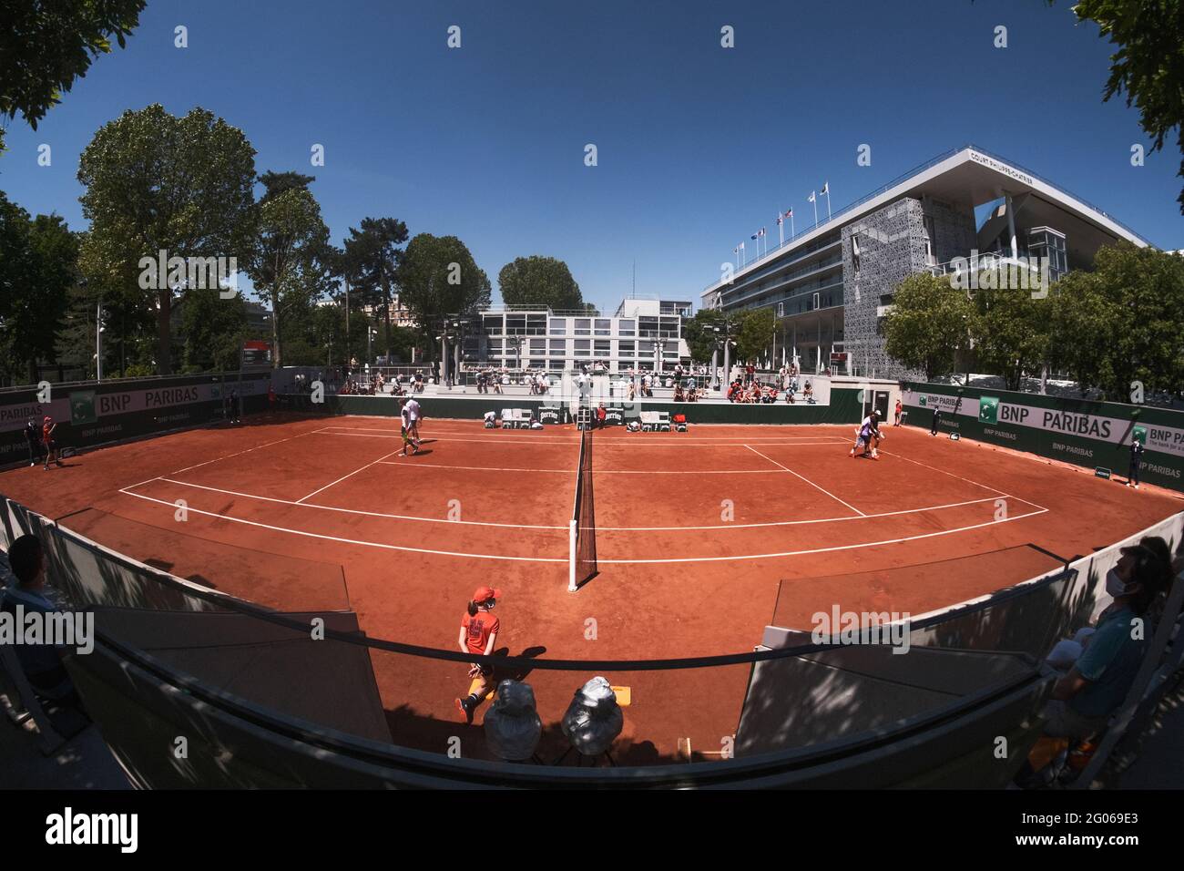 Paris, France. 1st June, 2021. The sun shines on Court 4 at the 2021 ...