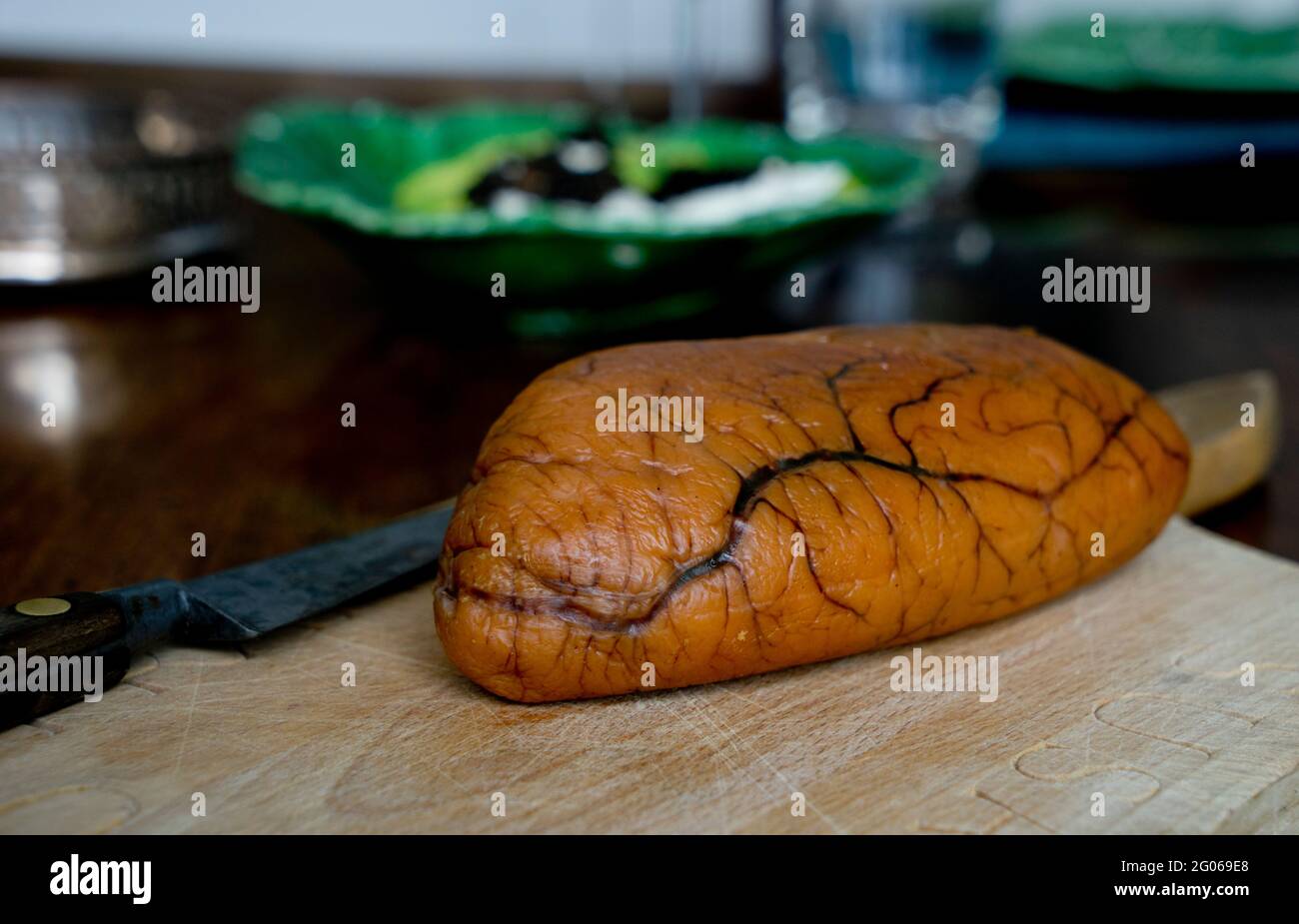 A whole smoked cod's roe ready to eat Stock Photo - Alamy