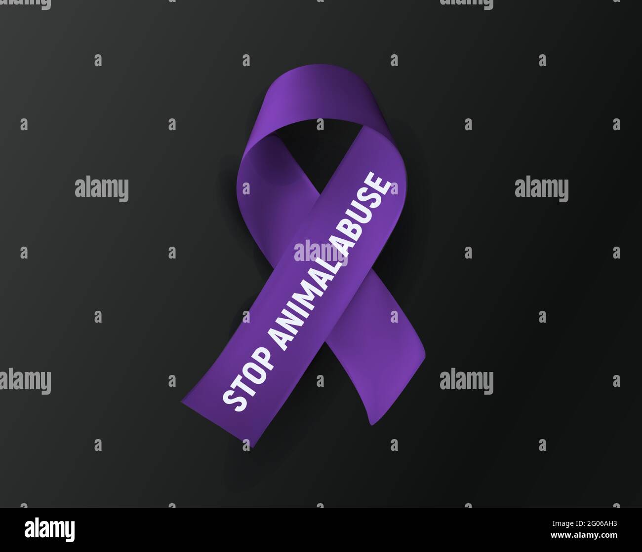 Stop Animal Abuse purple ribbon animal cruelty awareness symbol vector ...