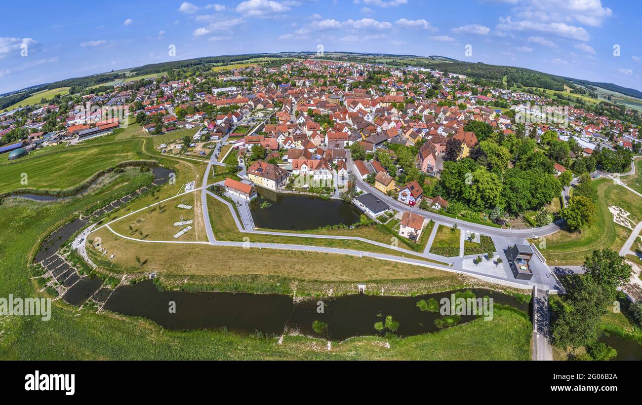 Aerial view to Wassertrüdingen on Wörnitz Stock Photo - Alamy