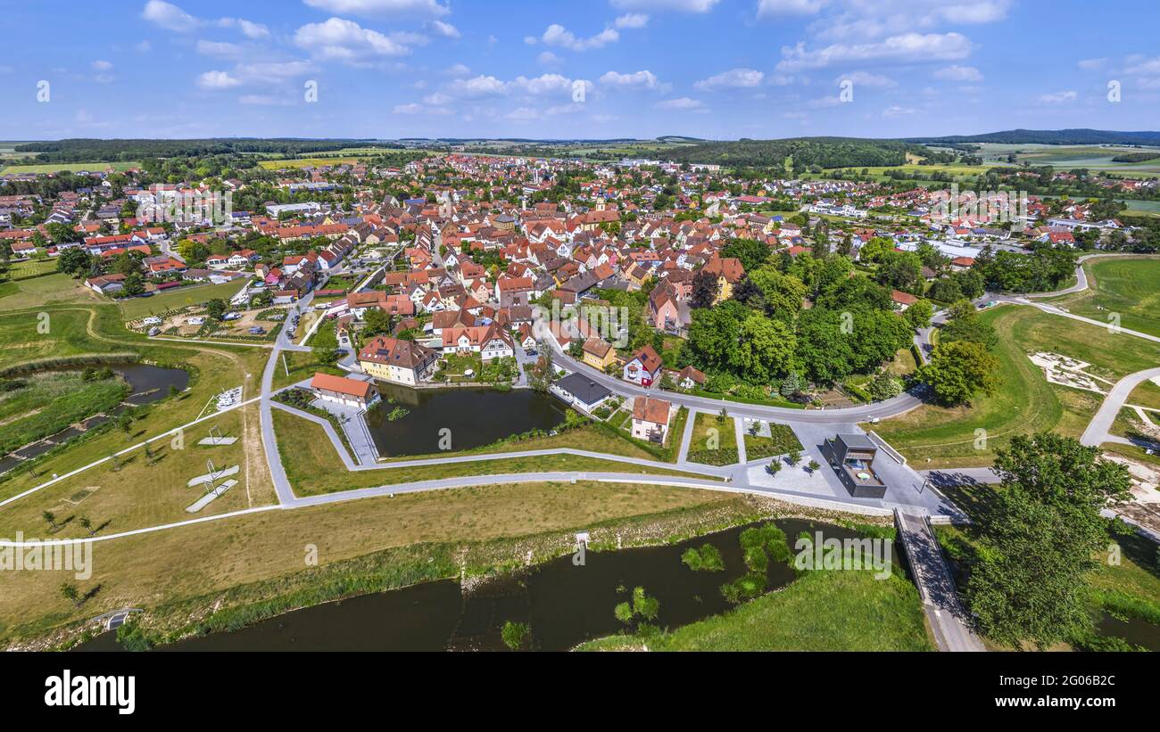 Aerial view to Wassertrüdingen on Wörnitz Stock Photo - Alamy