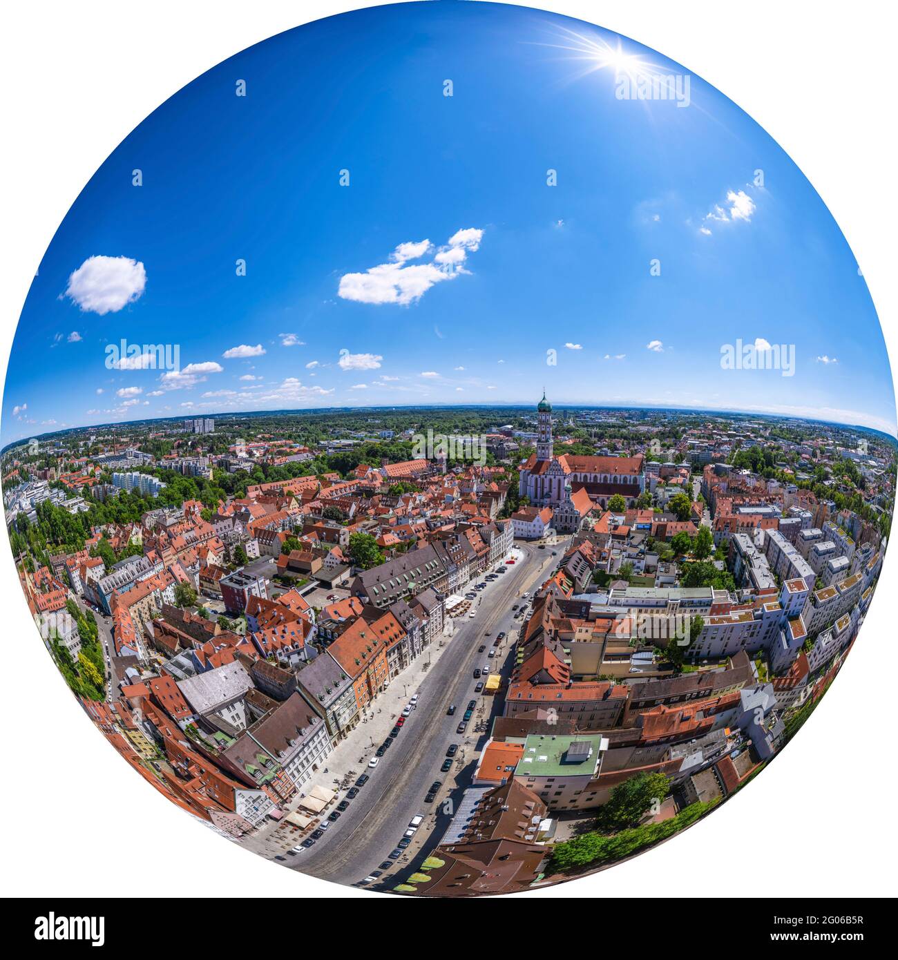 Aerial view to Augsburg around the Maximilian Street Stock Photo - Alamy