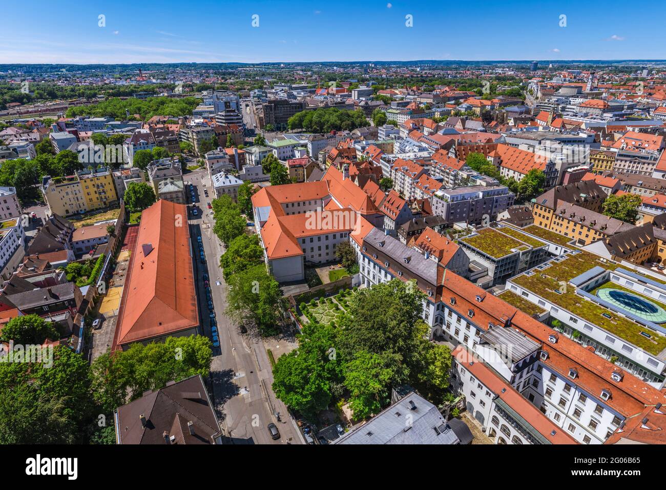 Aerial view to Augsburg around the Maximilian Street Stock Photo - Alamy