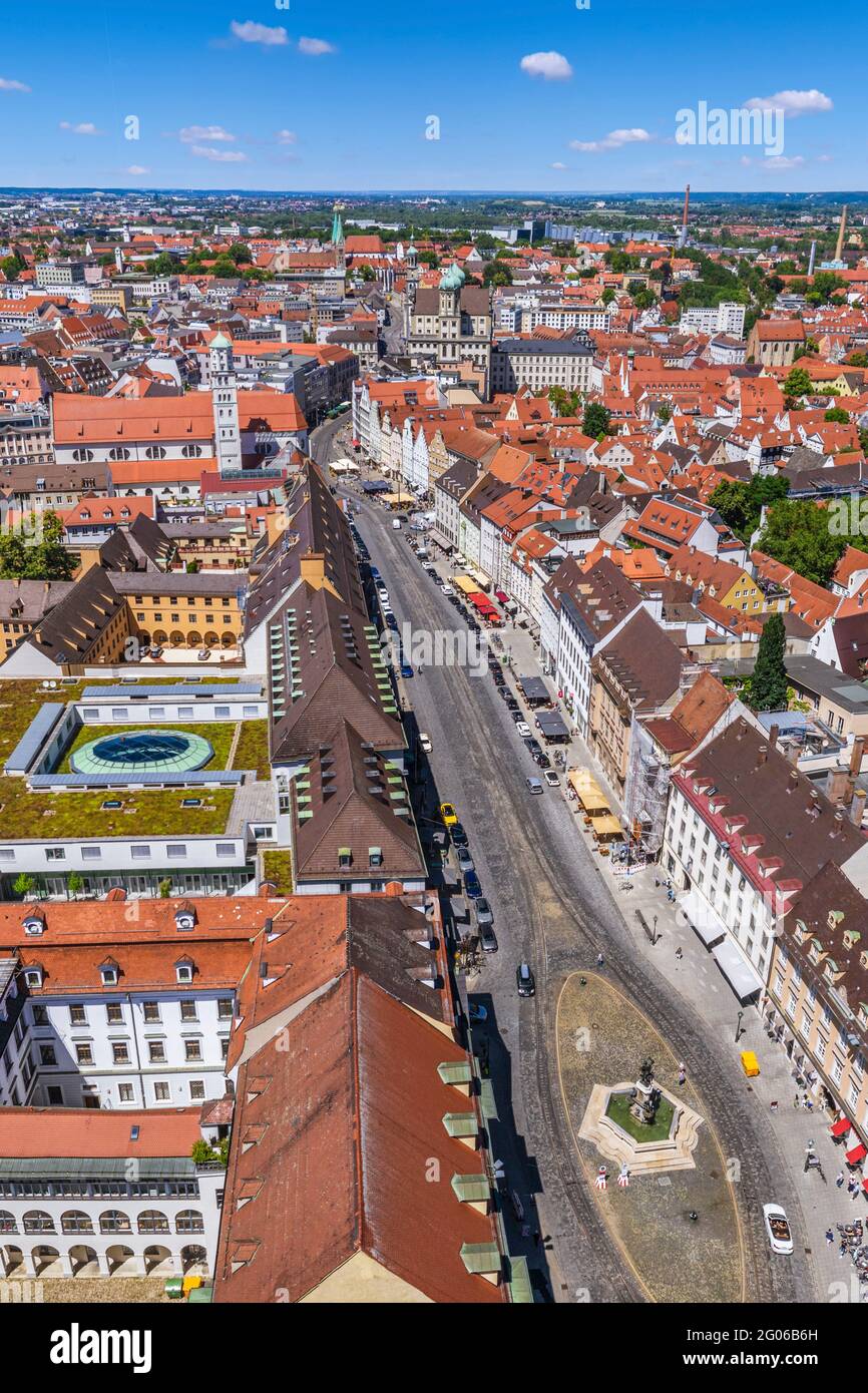 Aerial view to Augsburg around the Maximilian Street Stock Photo - Alamy