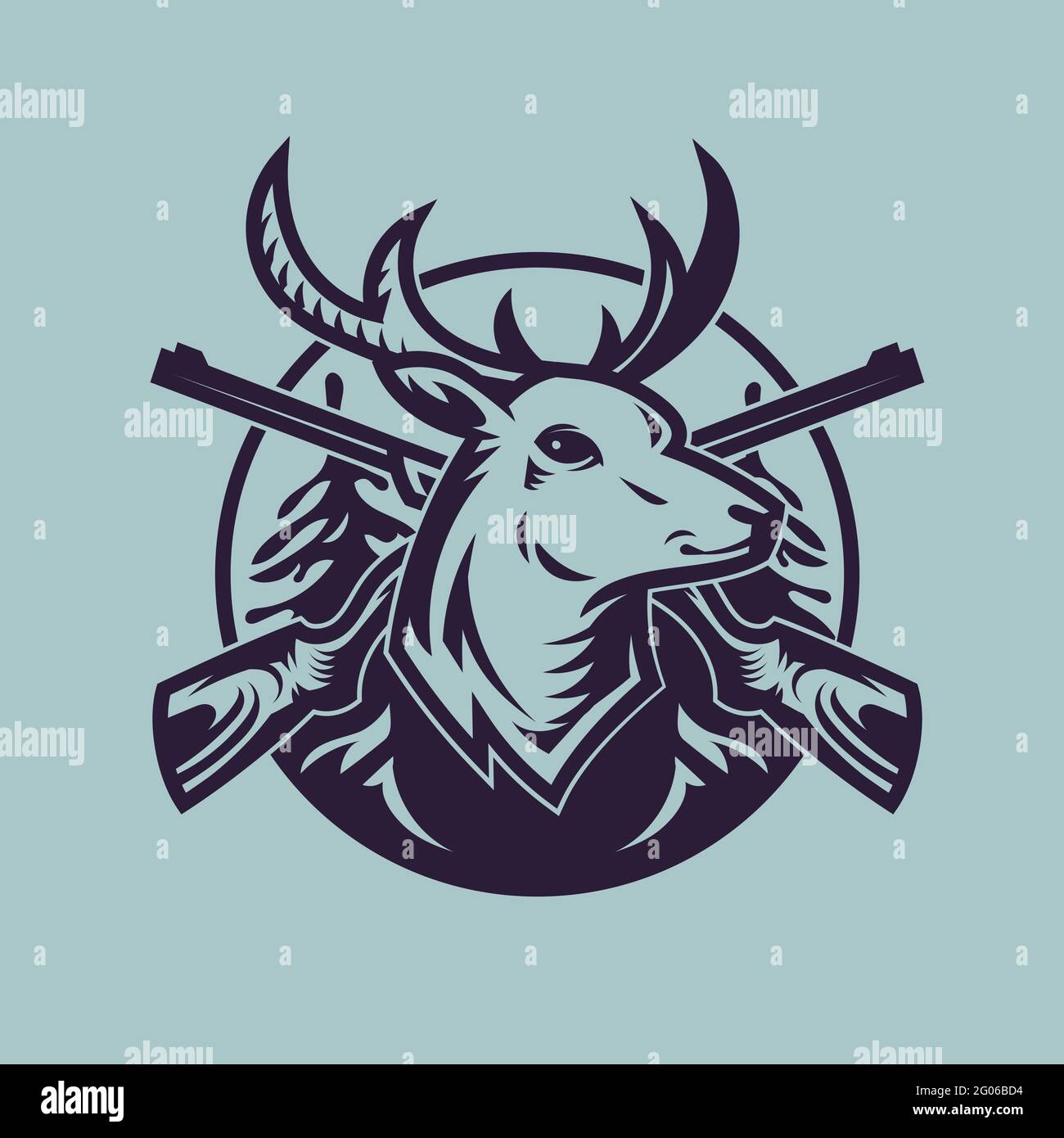 Deer head with rifles. Concept art of hunting in monochrome style Stock ...