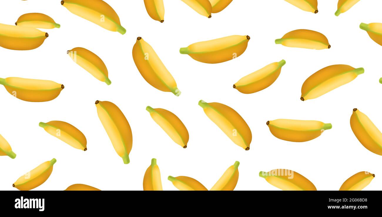 Trendy seamless pattern with realistic baby banana. Vector realistic ...