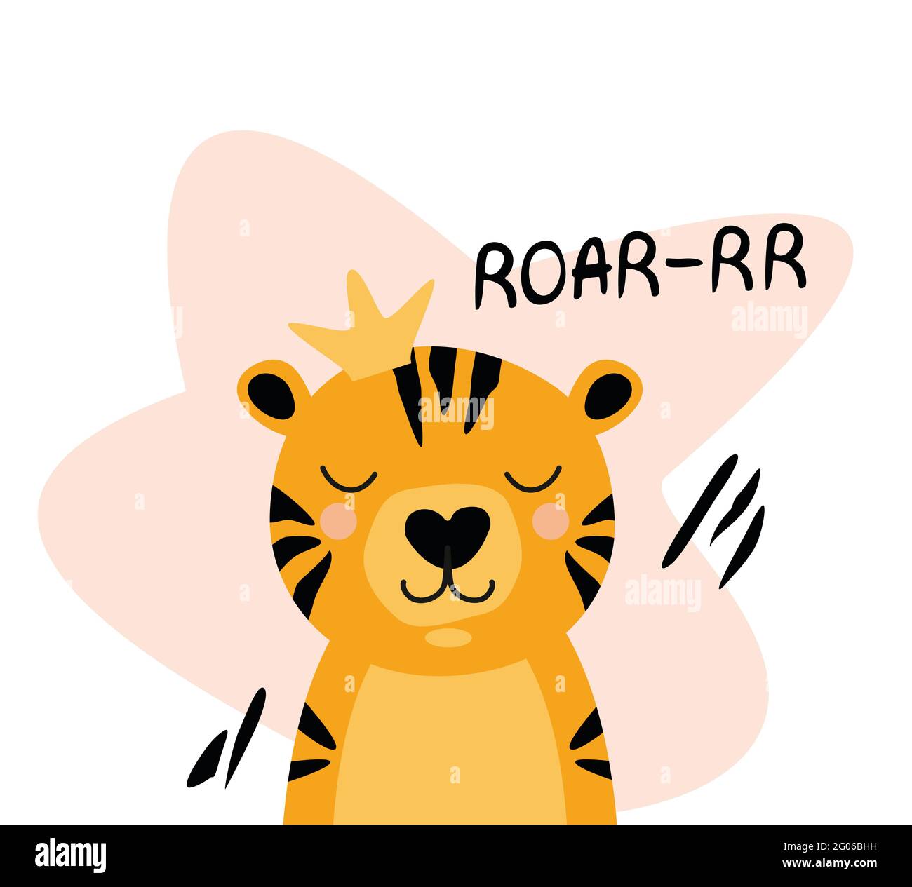 Cute tiger in flat style, for t-shirts, posters and prints for children ...