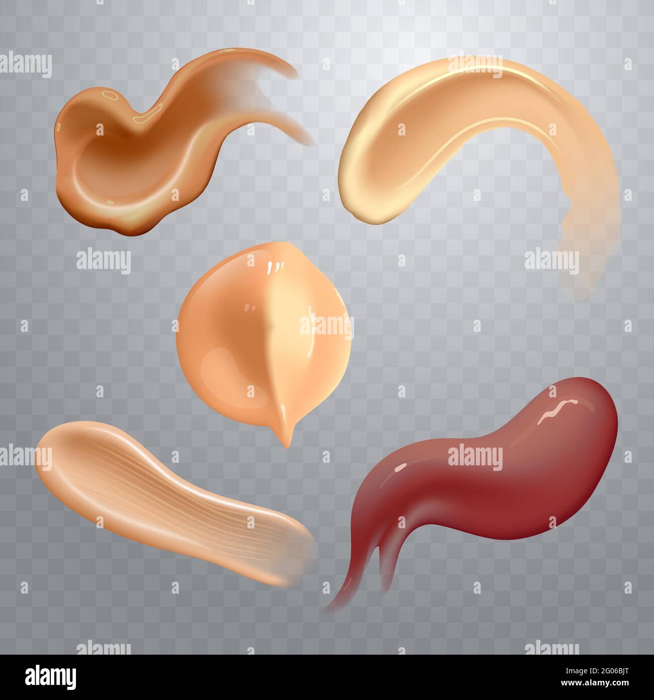 Set of realistic cosmetic cream smears. Skincare product of different ...