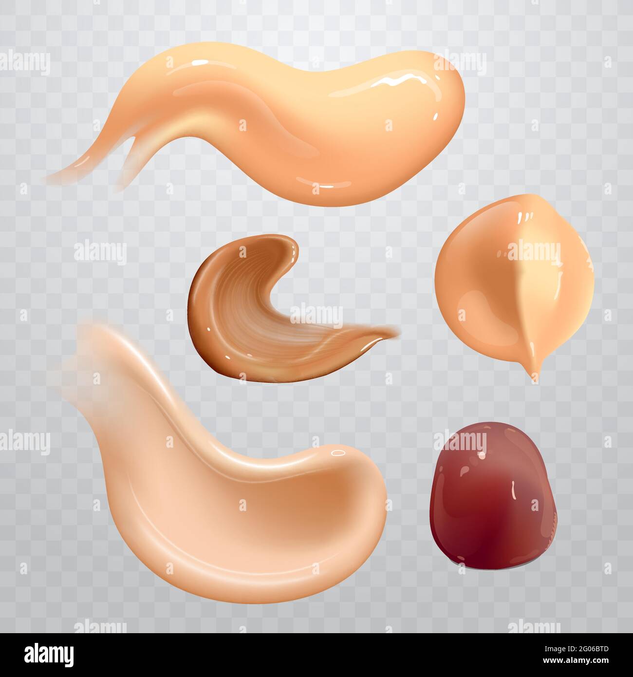 Set of realistic cosmetic cream smears. Skincare product of different ...